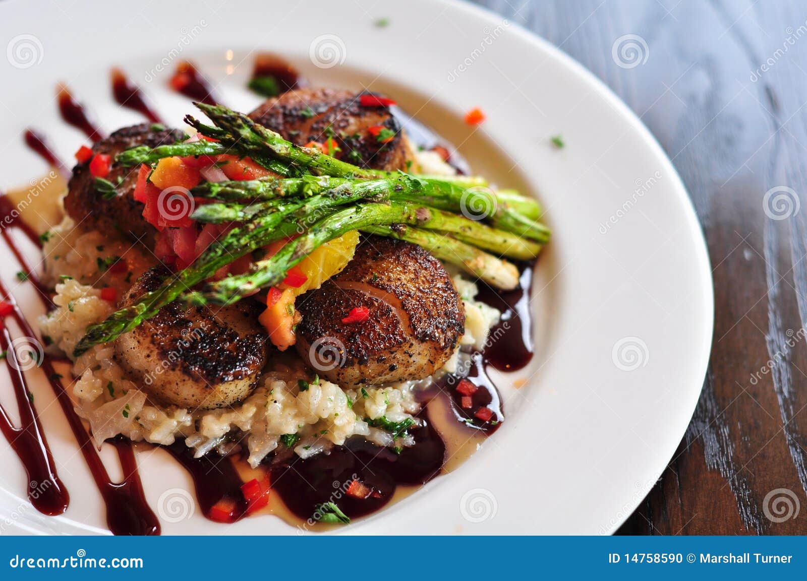 Plate of Scallops stock photo. Image of risotto, seafood - 14758590