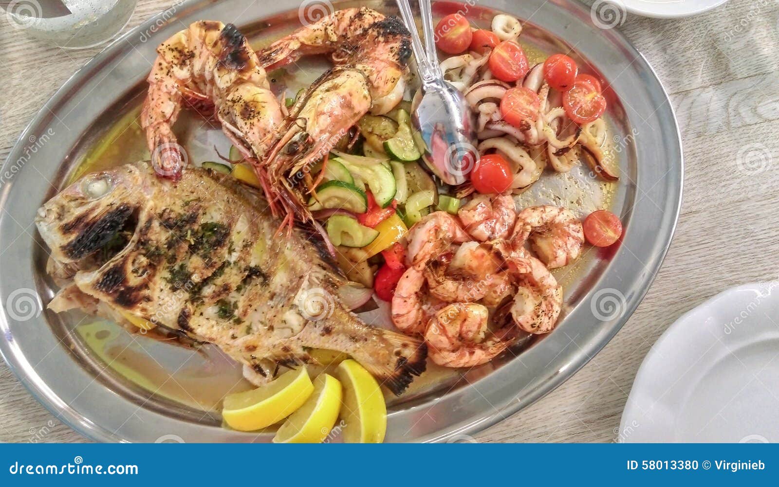 Plate of seafood stock photo. Image of plate, squid, food - 58013380