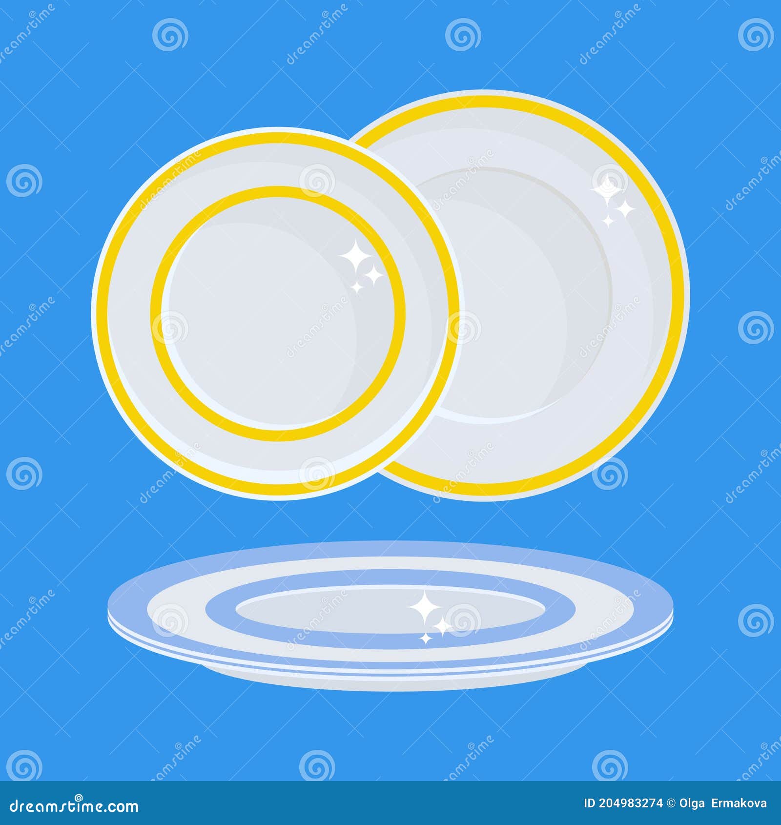 Plate. Set of Empty Clean Plates. Vector Illustration Stock Vector ...