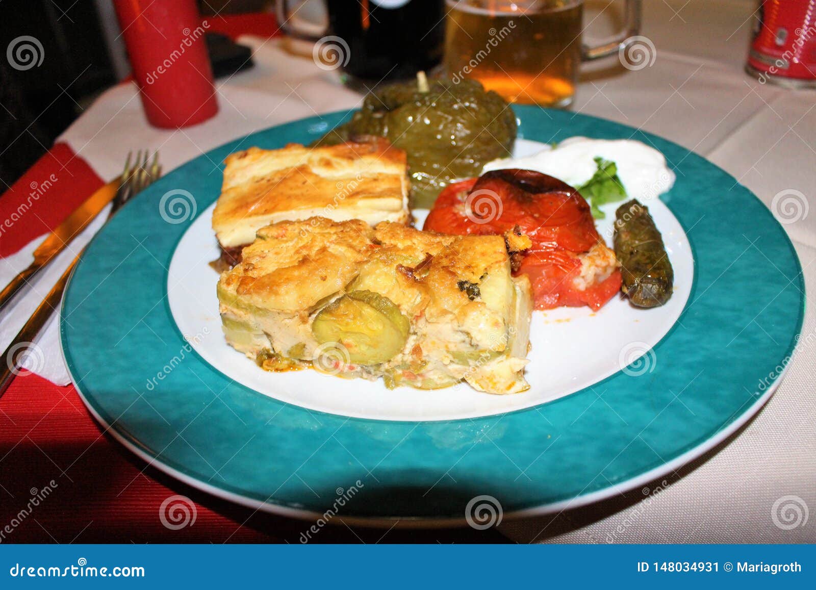 A Plate of Good Greek Dishes Stock Image - Image of chanias, peppers ...