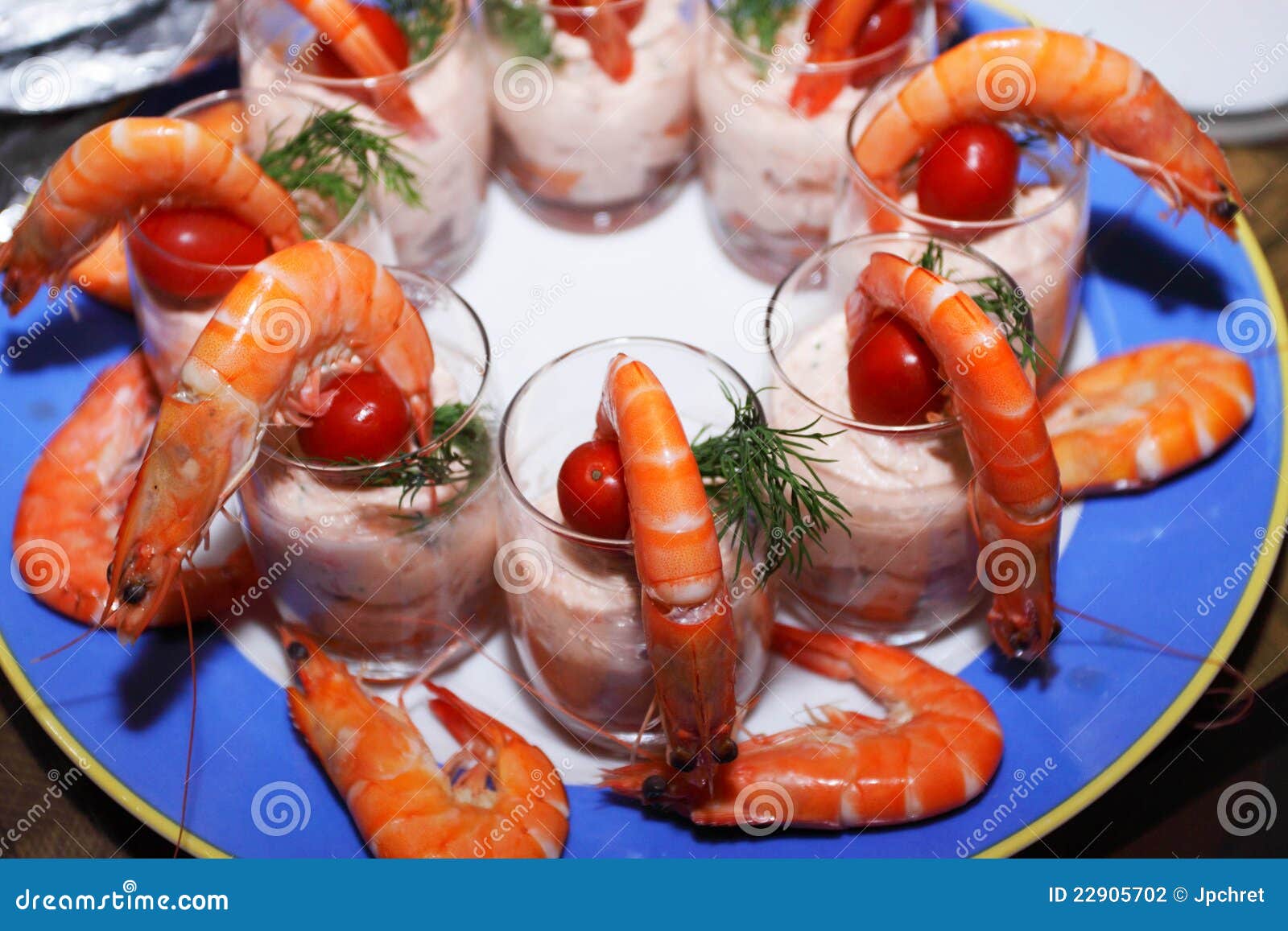 Plate of Shrimp and Salmon Mousse Stock Photo - Image of roasted, meal ...