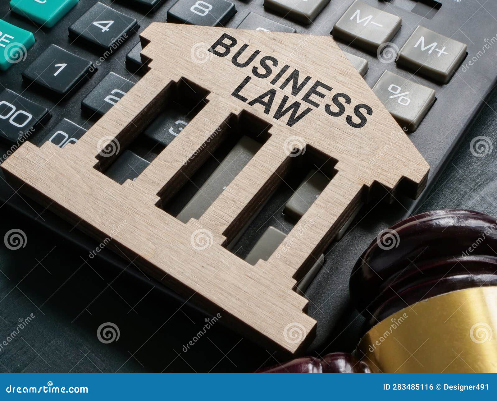 Plate with Sign Business Law and Calculator. Stock Photo - Image of ...