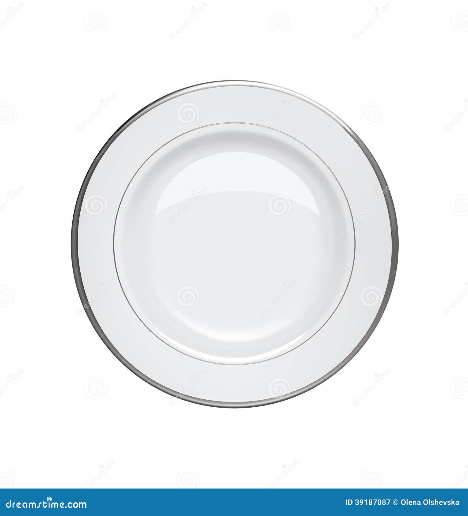 Plate with Silver Rims on White Background. Stock Vector - Illustration ...