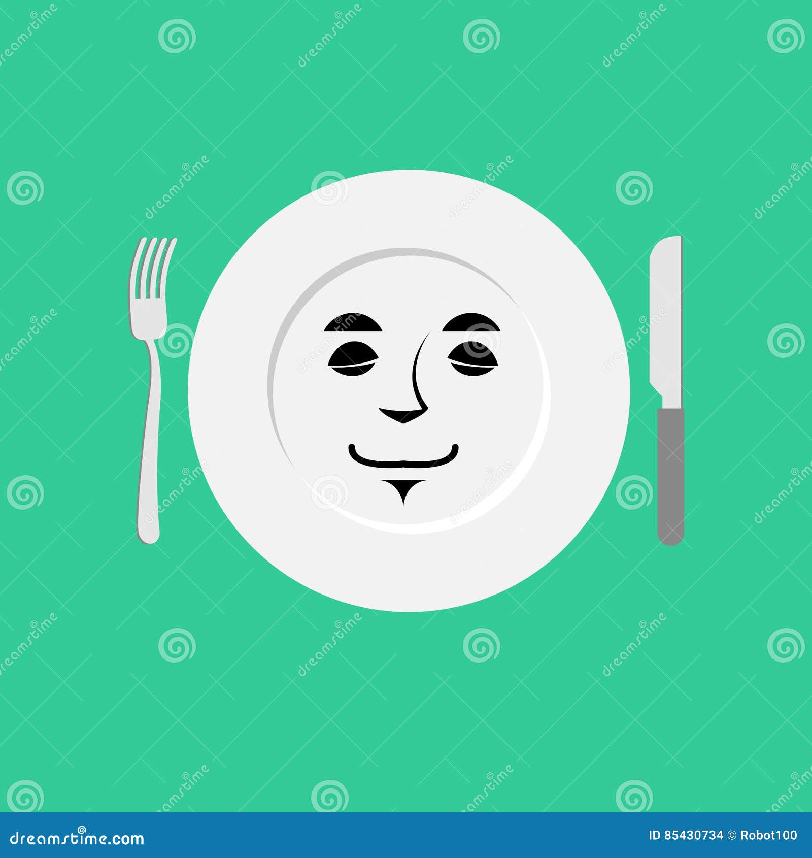 Plate Sad Emoji. Empty Dish Isolated Sorrowful Emotion Vector ...