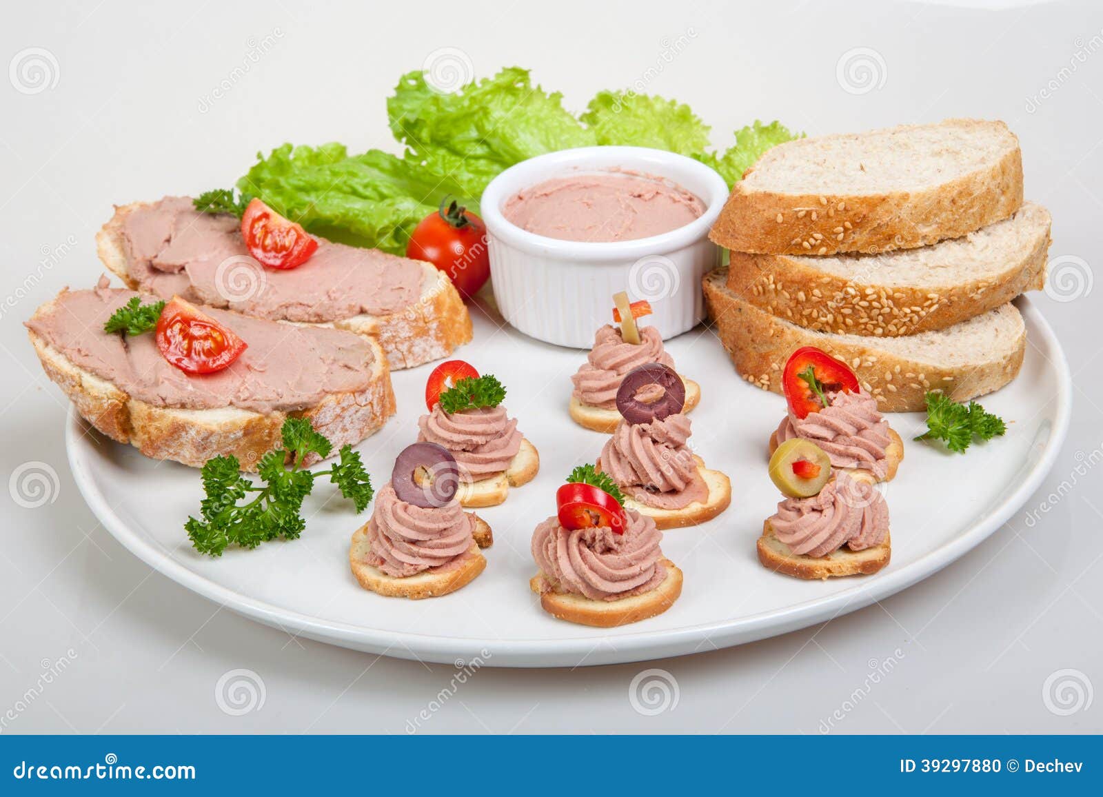 Plate with Slices of Bread with Home Made Pate Stock Photo - Image of ...