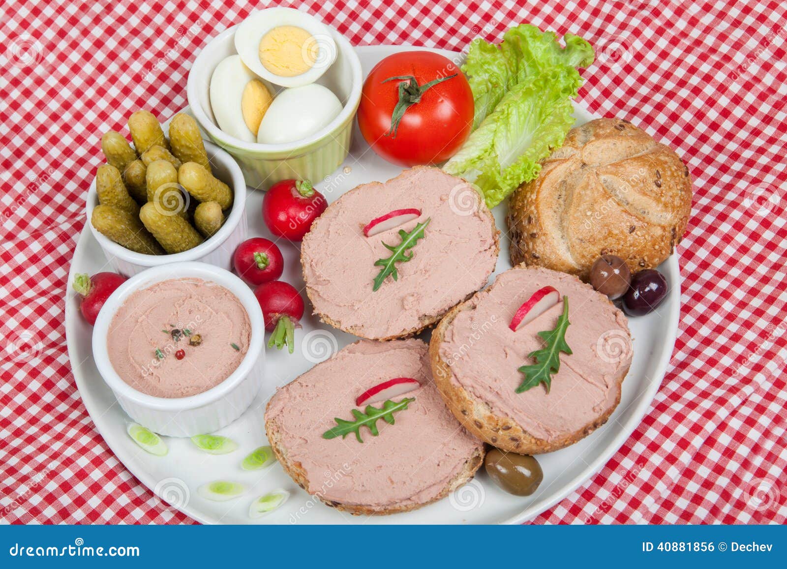 Plate with Slices of Bread with Home Made Pate, Decorated with ...