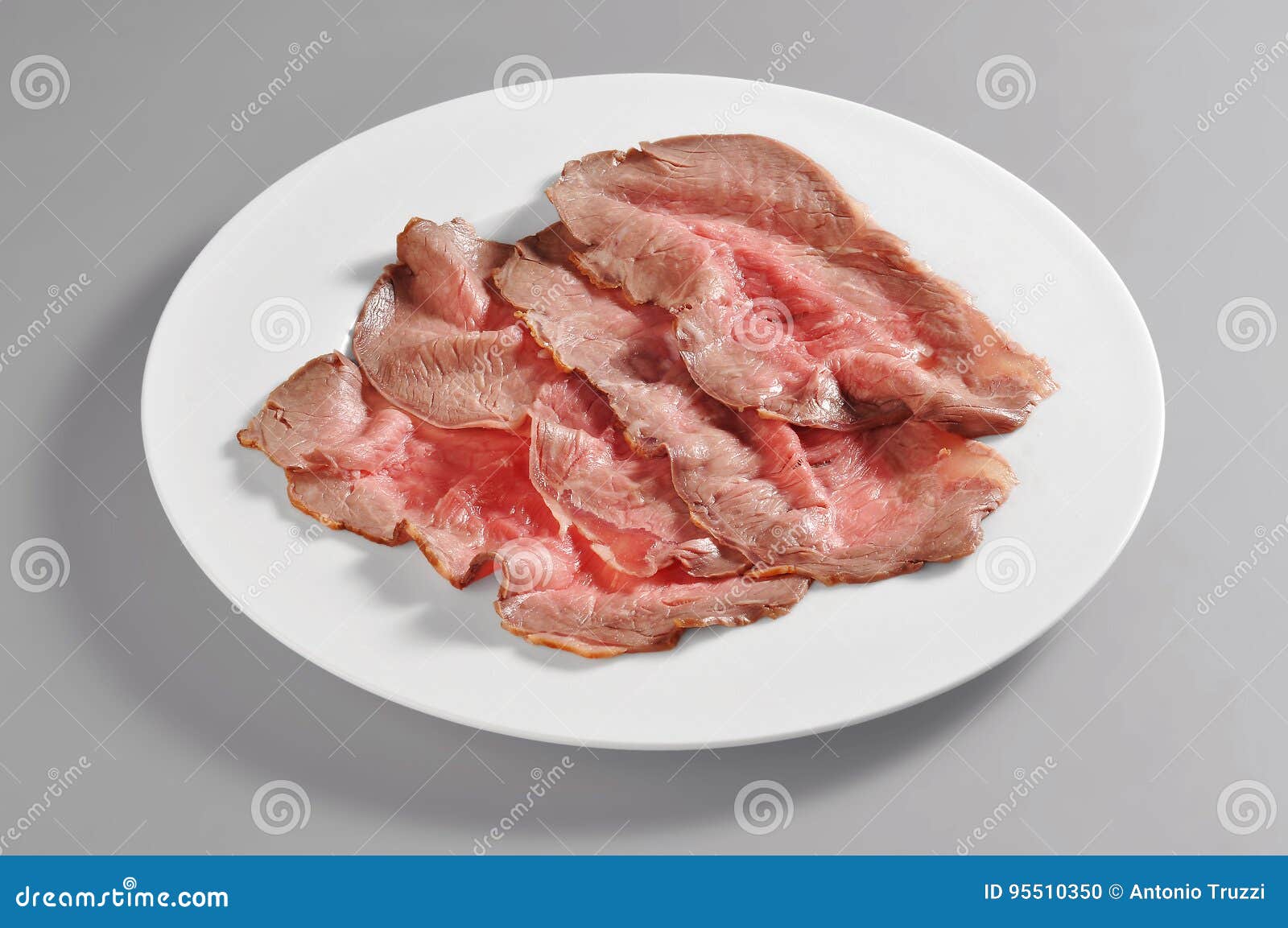 Plate with Slices of Roast Beef Stock Photo - Image of clipping, slice ...