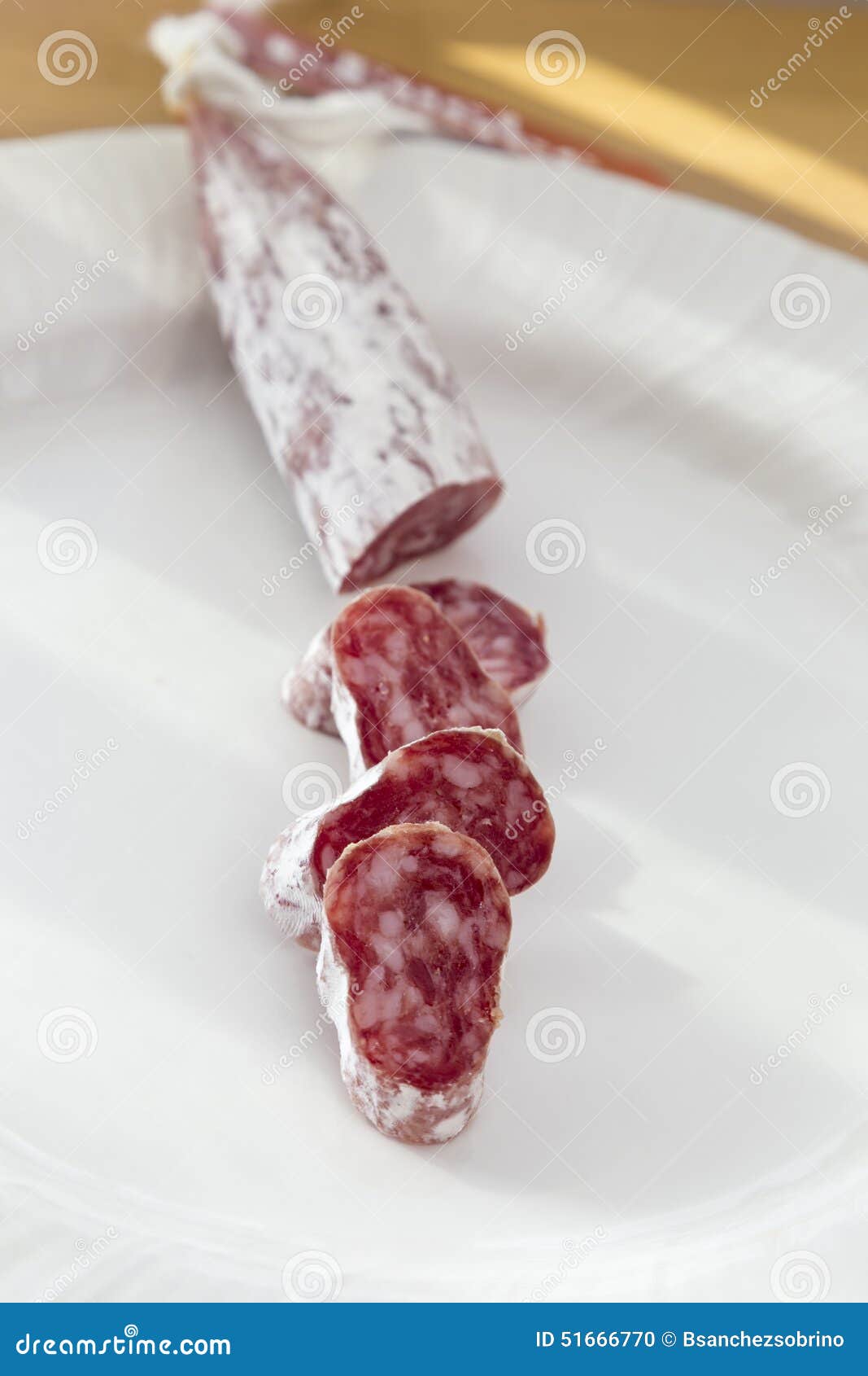 Plate with Slices of Salami Stock Photo - Image of sausage, diet: 51666770