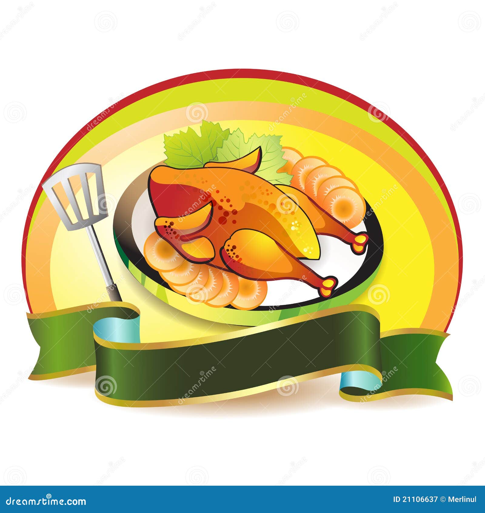 Plate with smoked chicken stock vector. Illustration of eating - 21106637