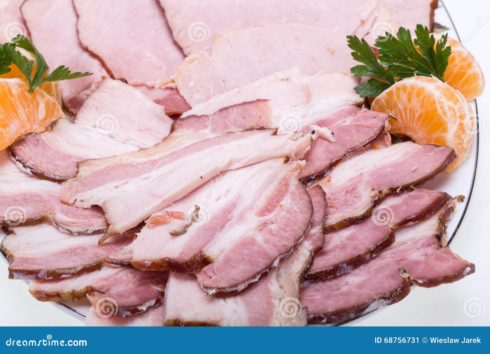 Plate of smoked meat stock image. Image of beef, meat - 68756731