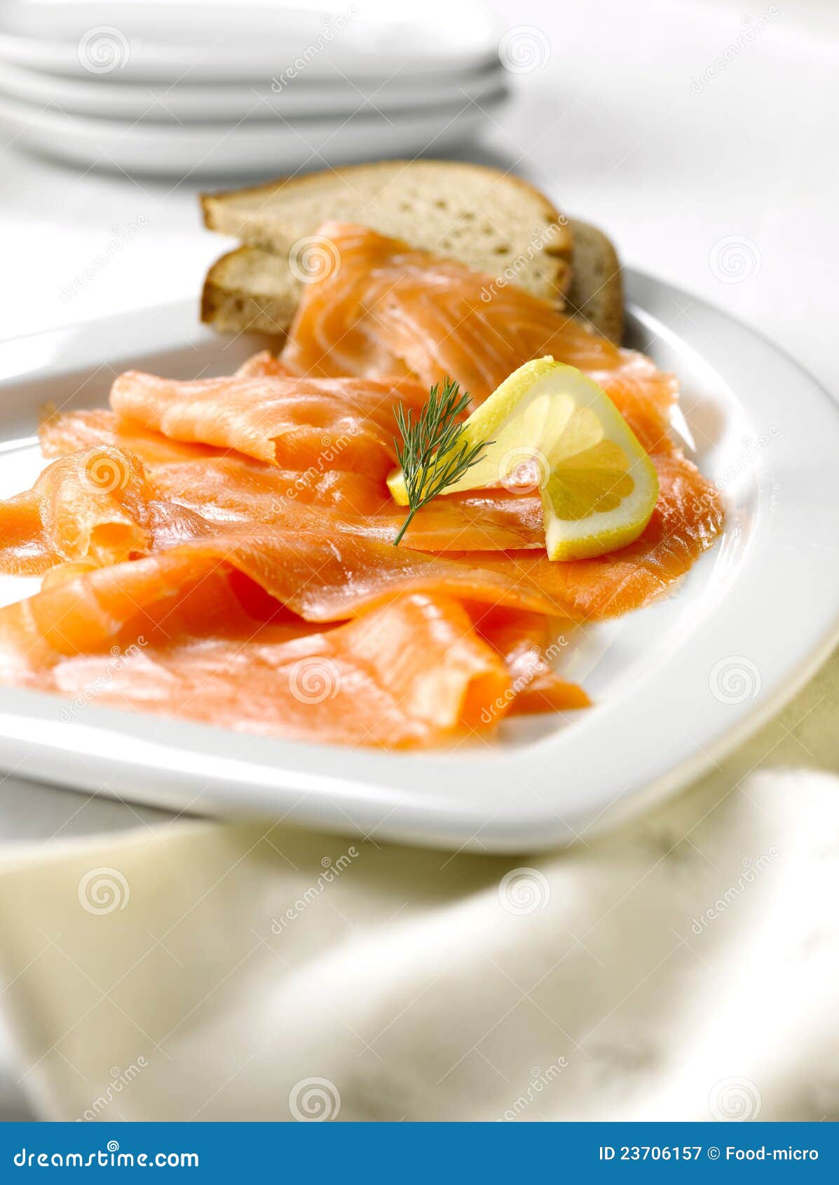 Plate of smoked salmon stock image. Image of white, color - 23706157