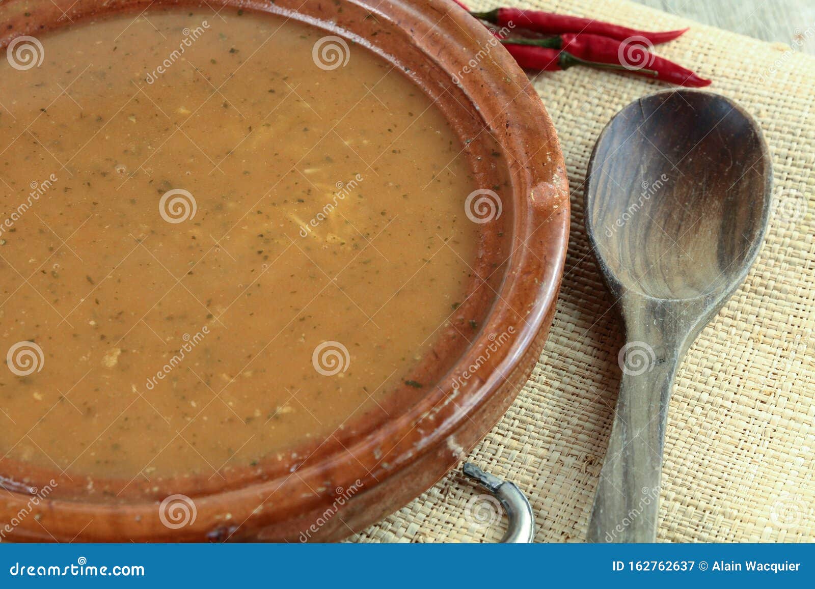 Plate of soup Harira stock image. Image of bowl, dinner - 162762637