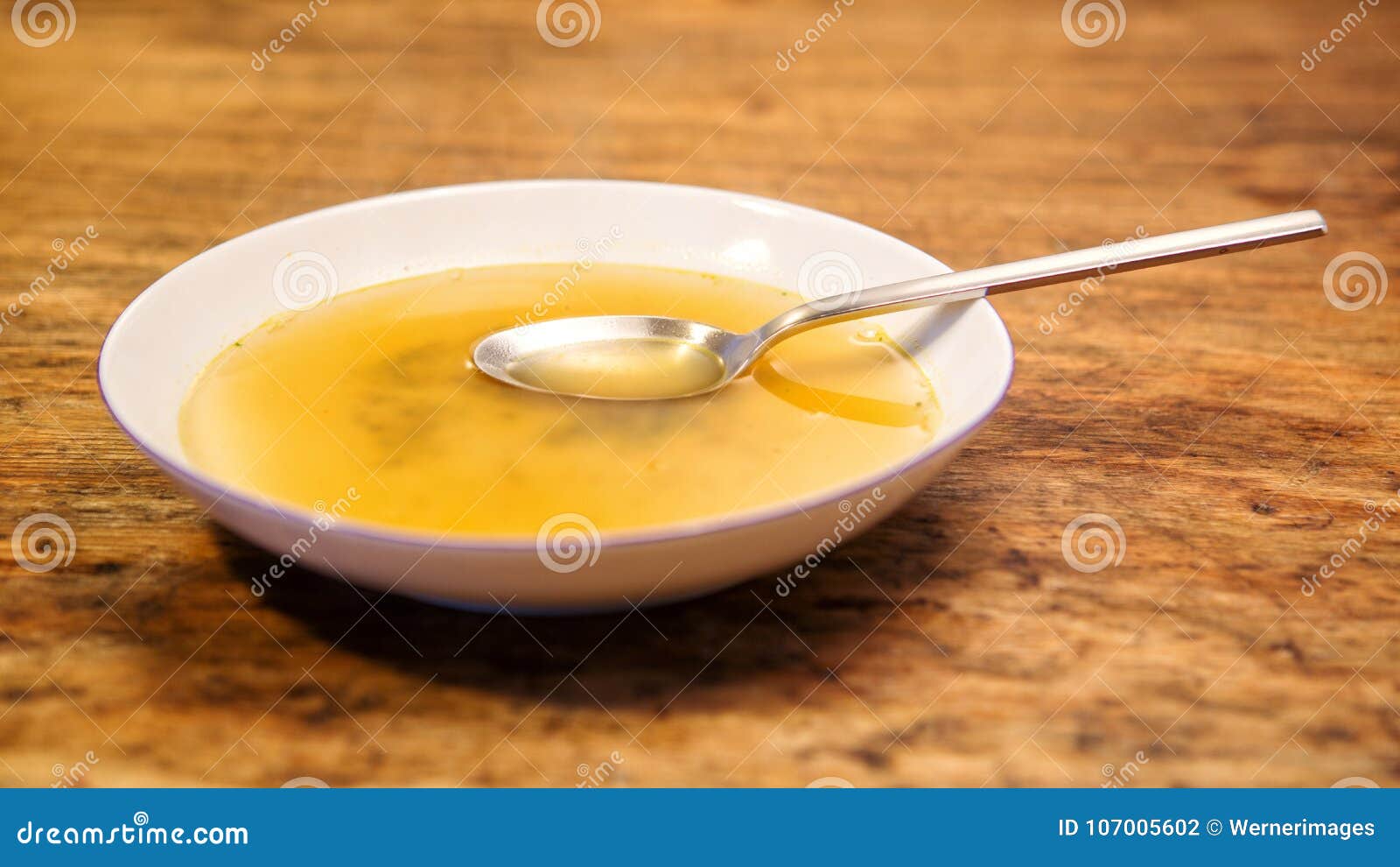 Plate with Soup on Wooden Table Stock Photo - Image of lunch, gourmet ...