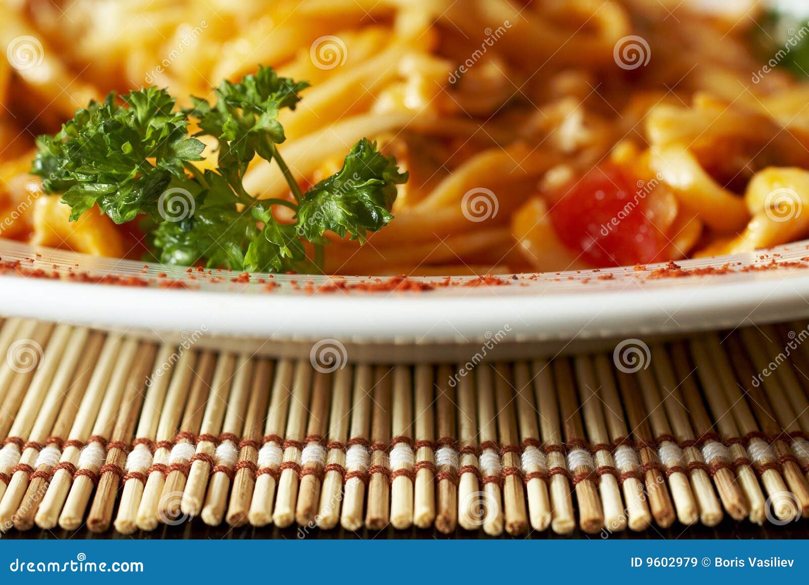 Plate of spaghetti stock image. Image of noodle, ketchup - 9602979