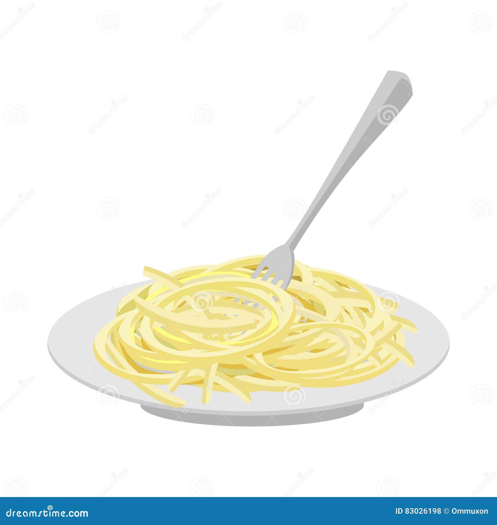 A Plate of Spaghetti with Fork Stock Vector - Illustration of cook ...