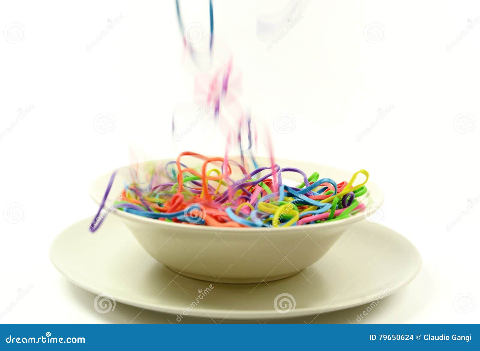 Plate of Spaghetti Made of Rubber Bands Stock Photo - Image of plate ...