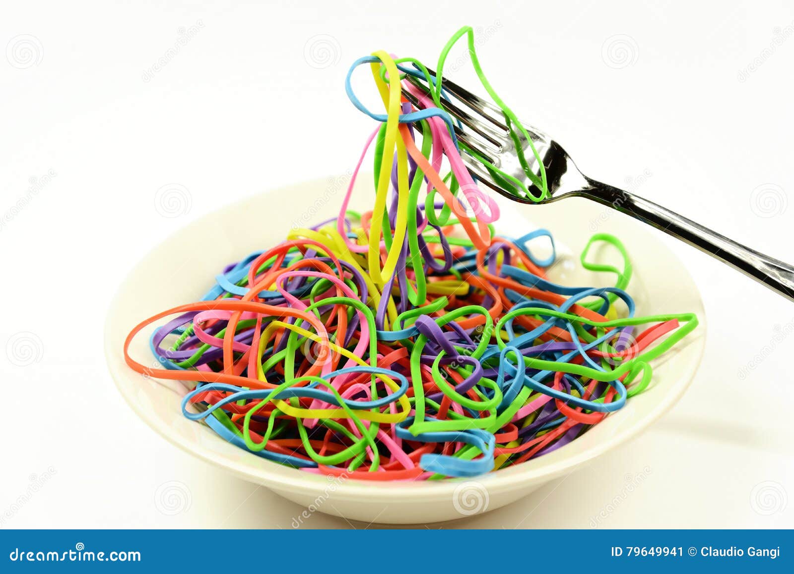 Plate of Spaghetti Made of Rubber Bands Stock Image - Image of ...