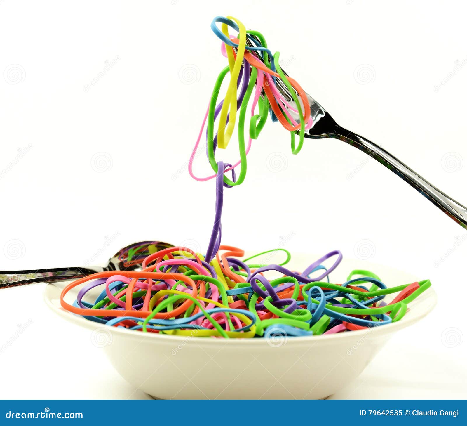Plate of Spaghetti Made of Rubber Bands Stock Image - Image of ...