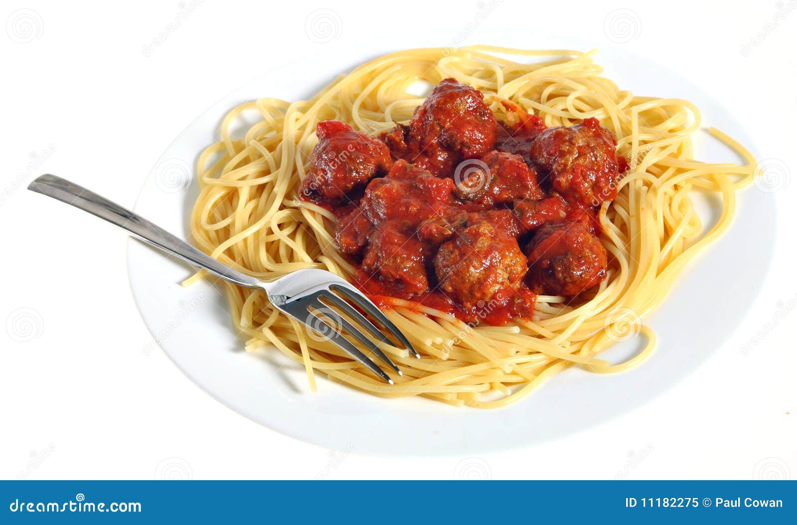Plate of Spaghetti and Meatballs Stock Image - Image of economical ...