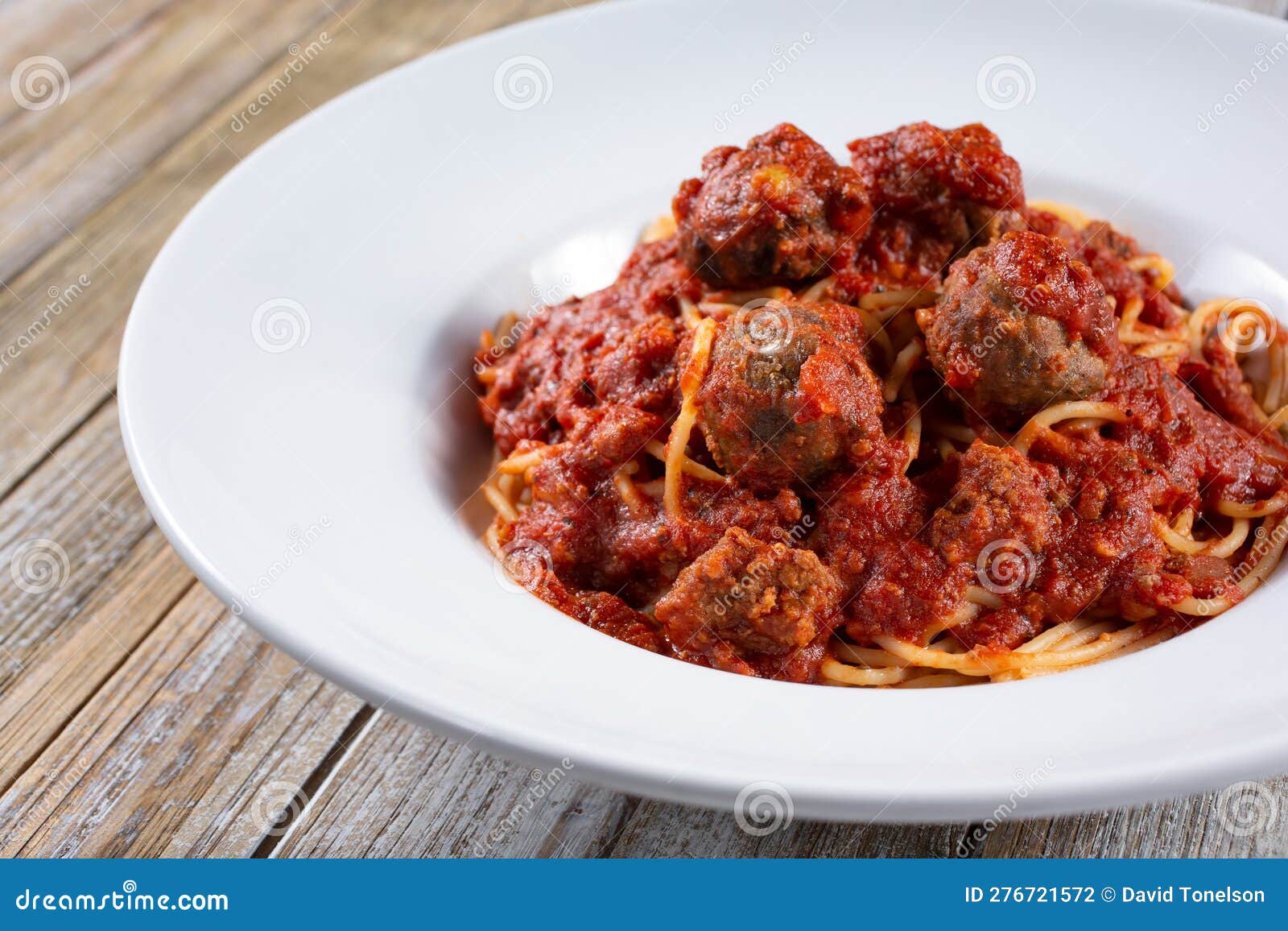 Plate of Spaghetti and Meatballs Stock Photo - Image of american ...