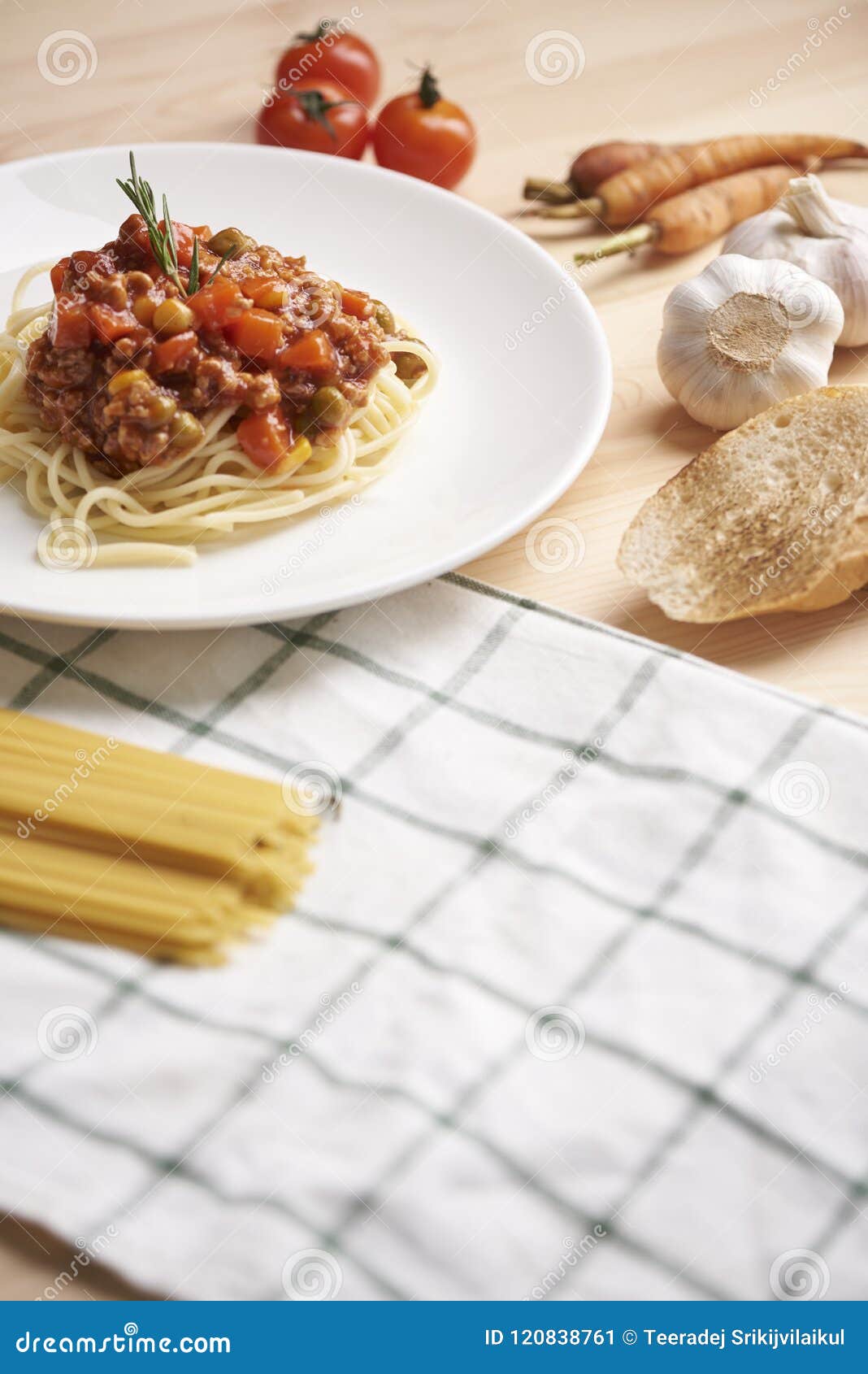 A Plate of Spaghetti on the Table Stock Image - Image of noodles ...