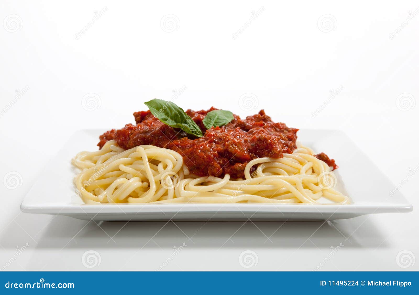 Plate of Spaghetti on White Stock Photo - Image of beef, gourmet: 11495224