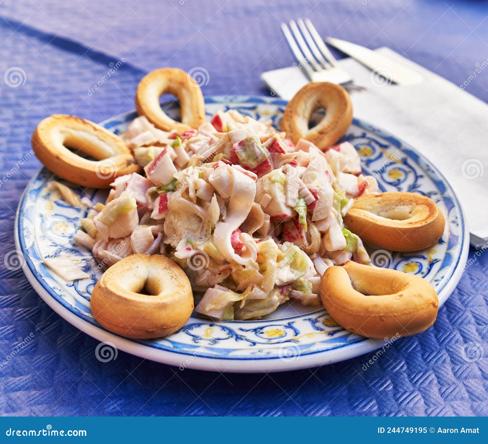 Plate of Spanish Salad on Paper Surface Stock Image - Image of paper ...