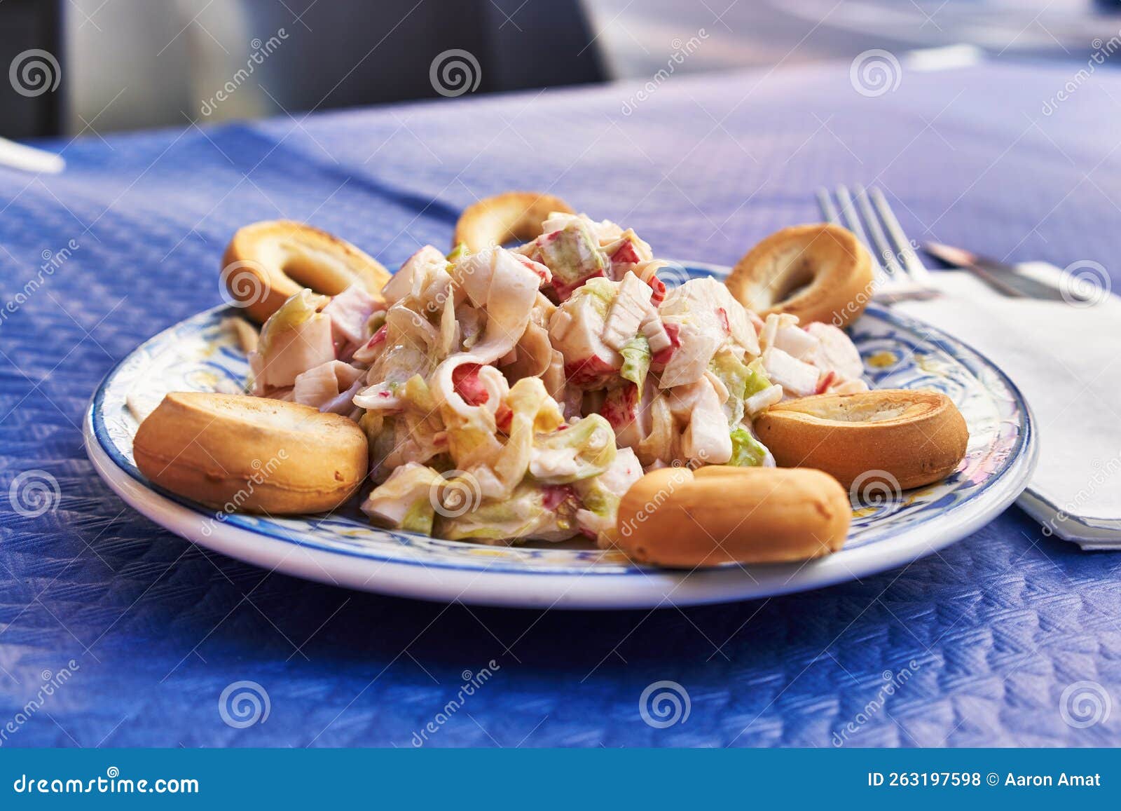 Plate of Spanish Salad on Paper Surface Stock Photo - Image of lettuce ...