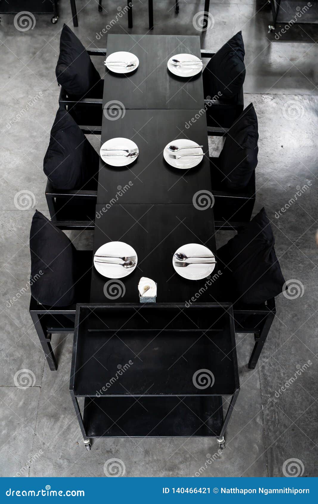 Plate with Spoon and Fork on Dining Table Stock Image - Image of table ...