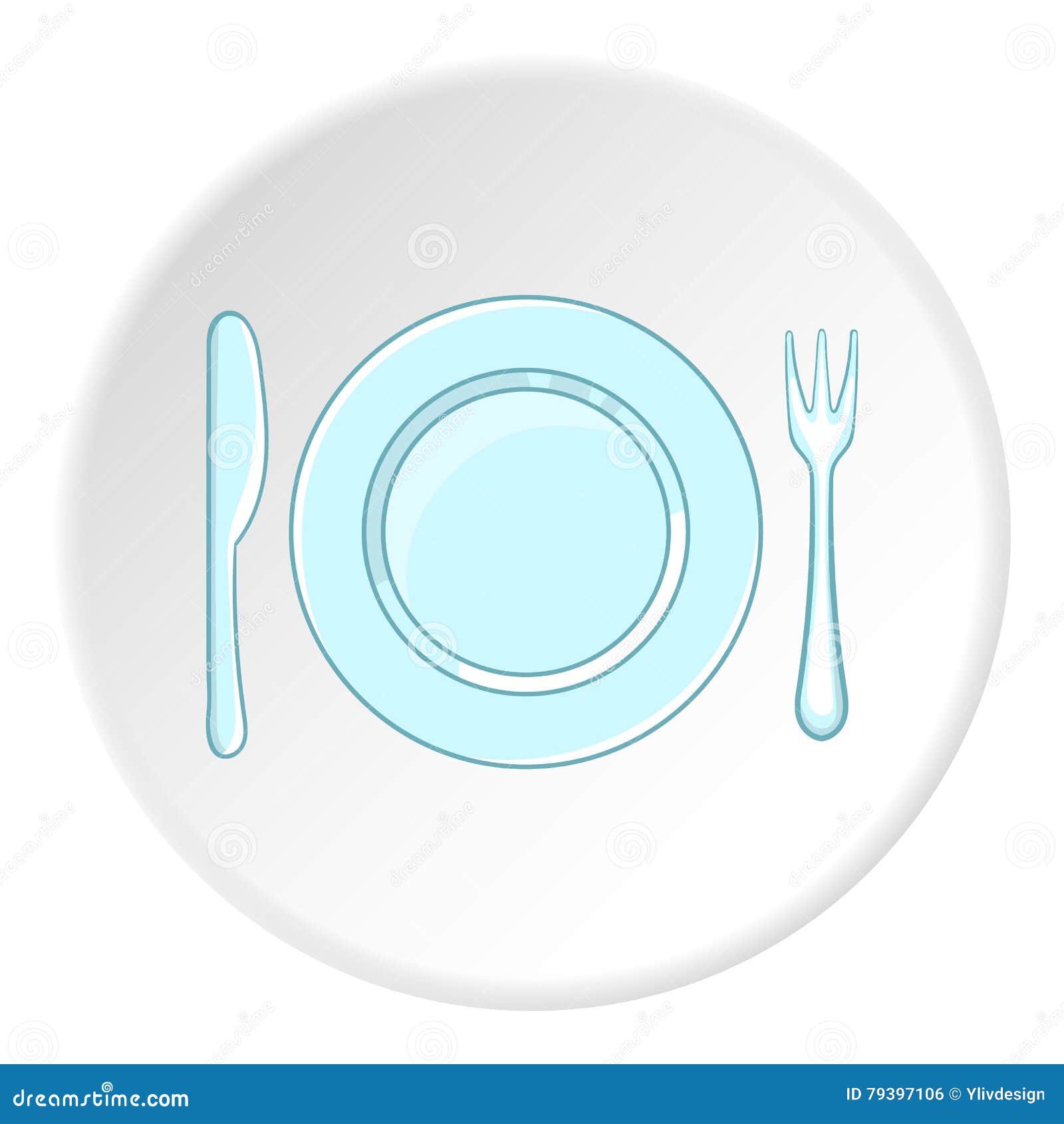 Plate with Spoon and Fork Icon, Cartoon Style Stock Vector ...
