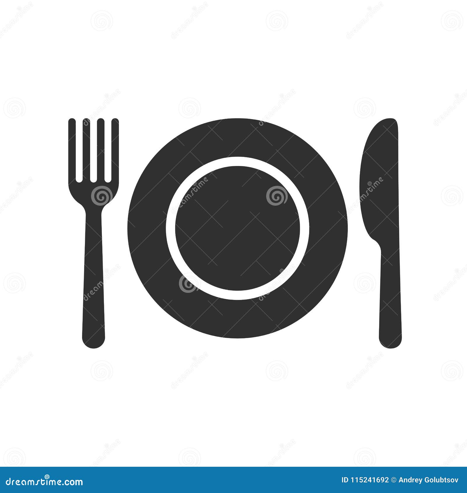 Plate Spoon Fork Vector Cutlery Vector Icon Stock Vector - Illustration ...