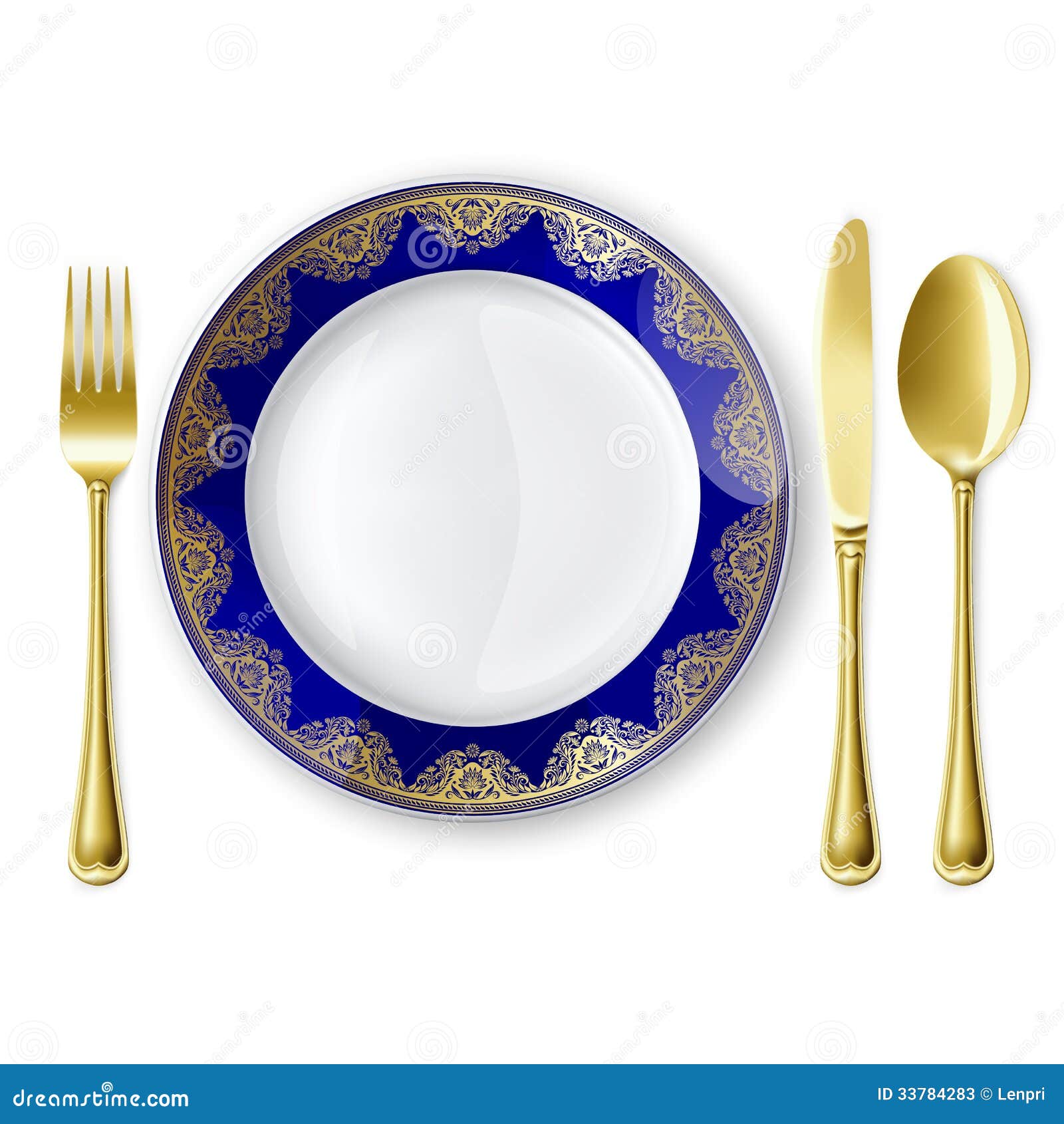 Plate With Spoon Knife And Fork Stock Vector Illustration Of Knife Isolated 33784283