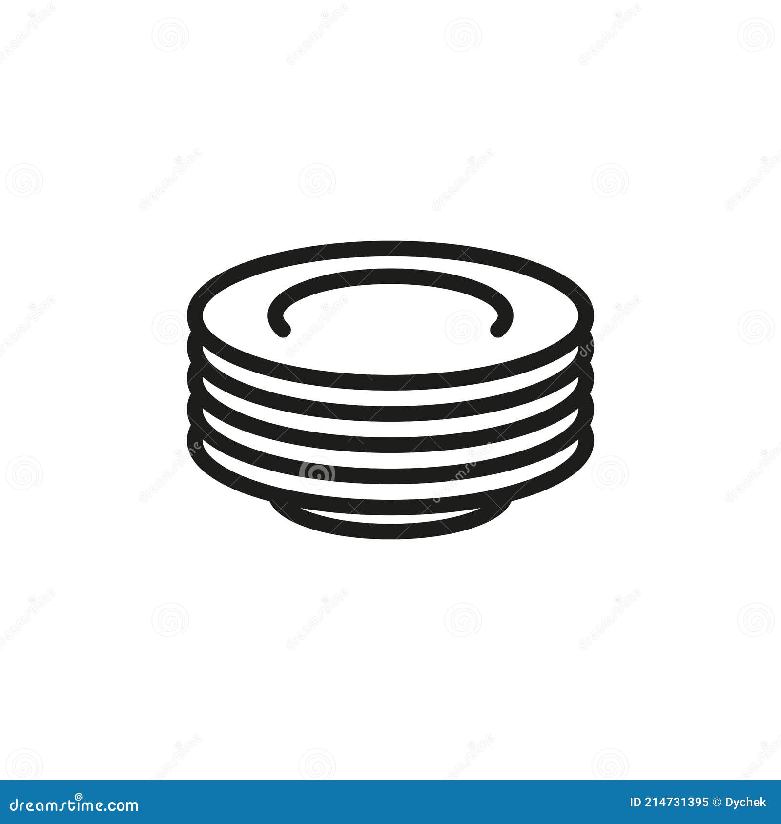 Plate Stack Icon. Simple Vector Linear Illustration on a White ...