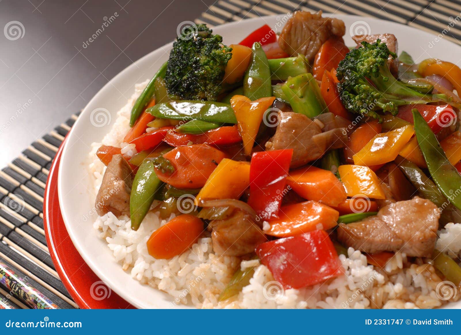 Plate of stir fry pork stock image. Image of meal, black - 2331747