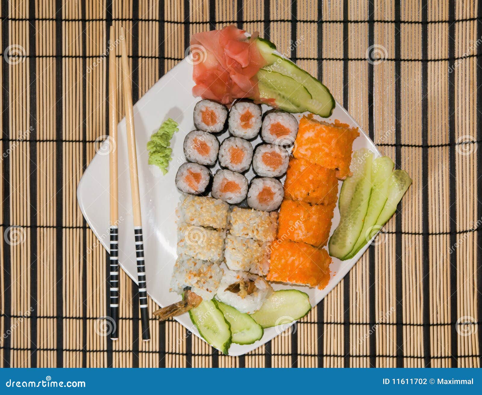A plate with sushi stock photo. Image of gourmet, lunch - 11611702