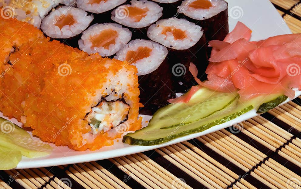 A plate with sushi stock image. Image of close, rice - 11611737
