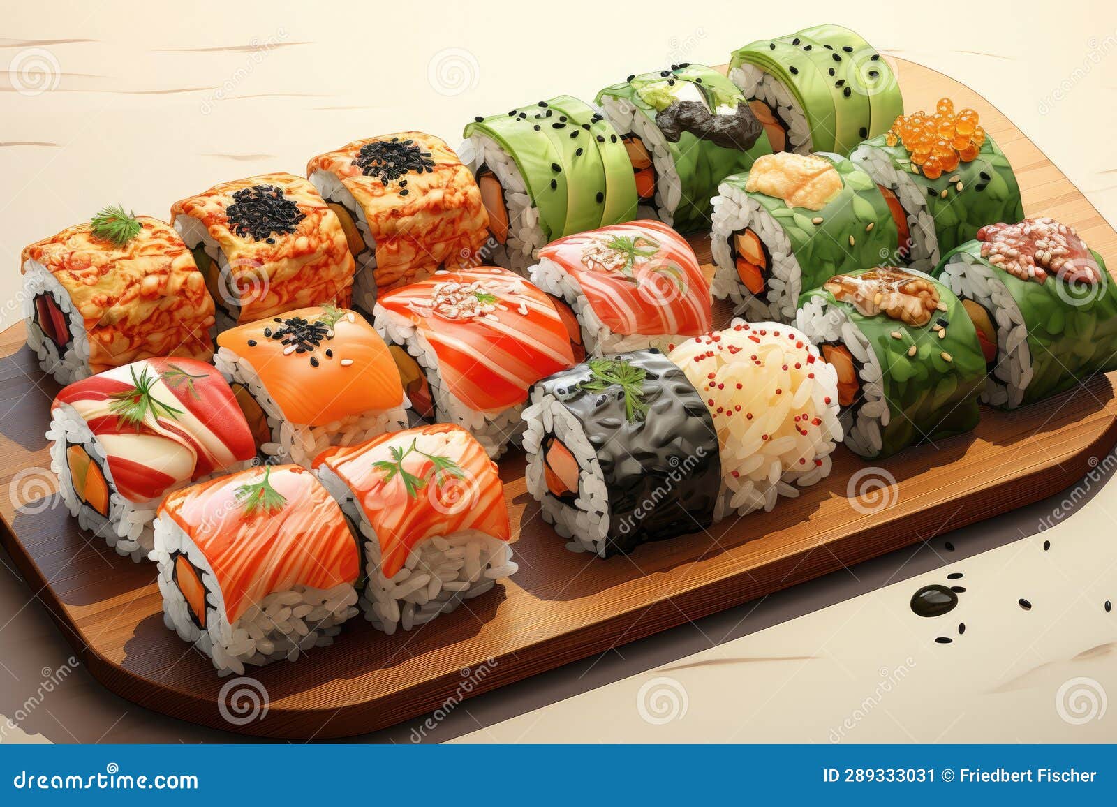 A Plate of Sushi on a Table. Stock Image - Image of sushi, nori: 289333031