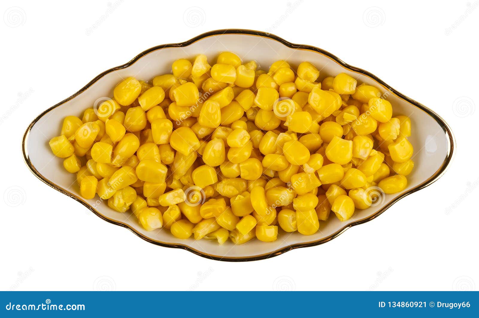 Plate with Sweet Corn Isolated on White. Top View Stock Image - Image ...
