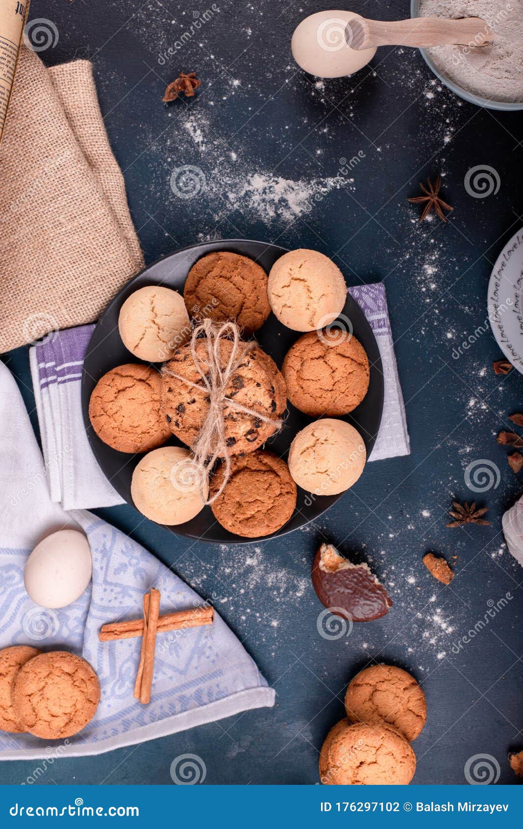 Plate of Sweeties and Biscuits on Table Stock Photo - Image of cookie ...