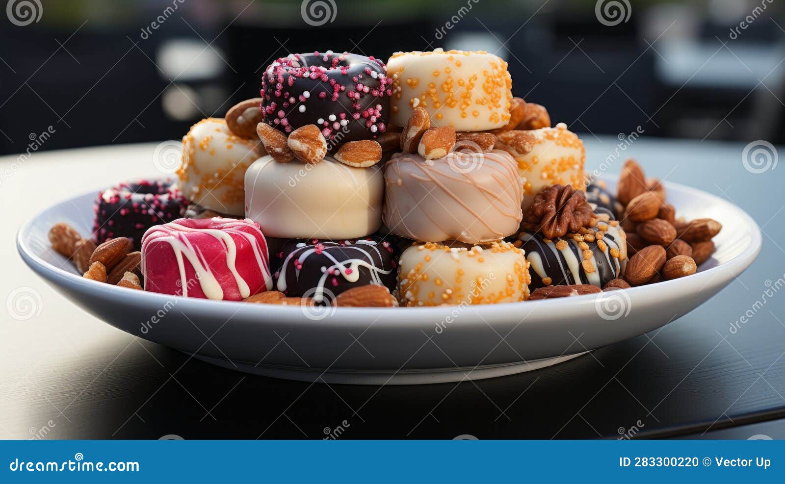 A Plate of Sweets and Nuts. Generative AI. Stock Illustration ...