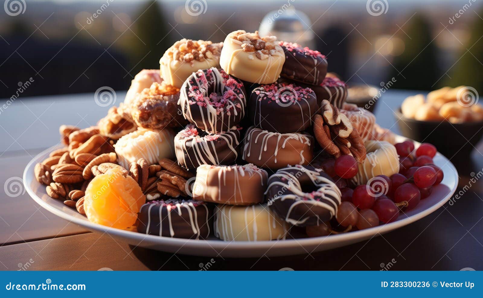 A Plate of Sweets and Nuts. Generative AI. Stock Illustration ...