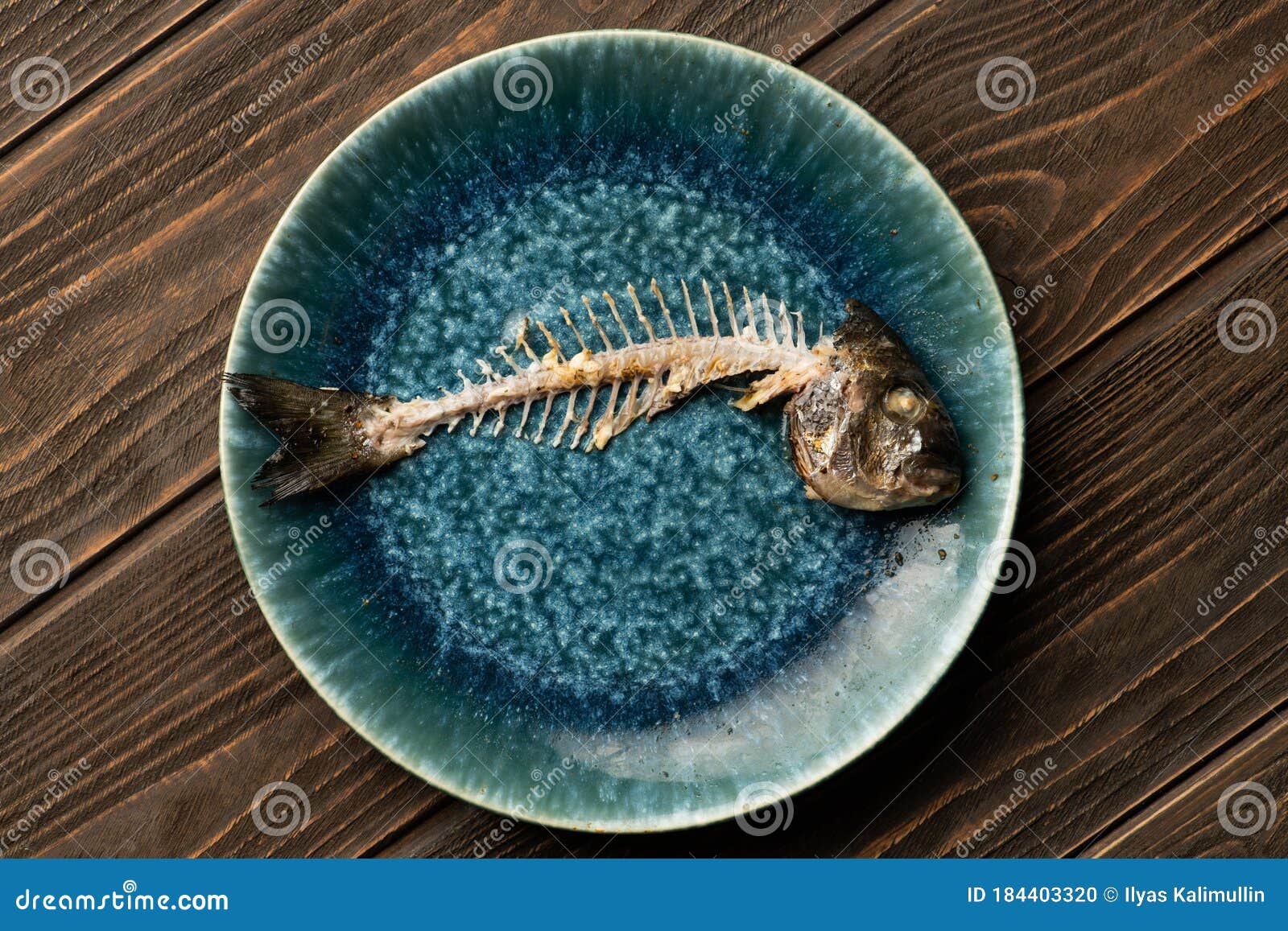 Plate with Fish Bone Left after Eating Stock Photo - Image of dorado ...