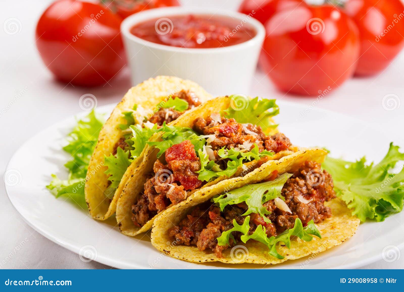 Plate with taco stock photo. Image of spicy, junk, corn - 29008958