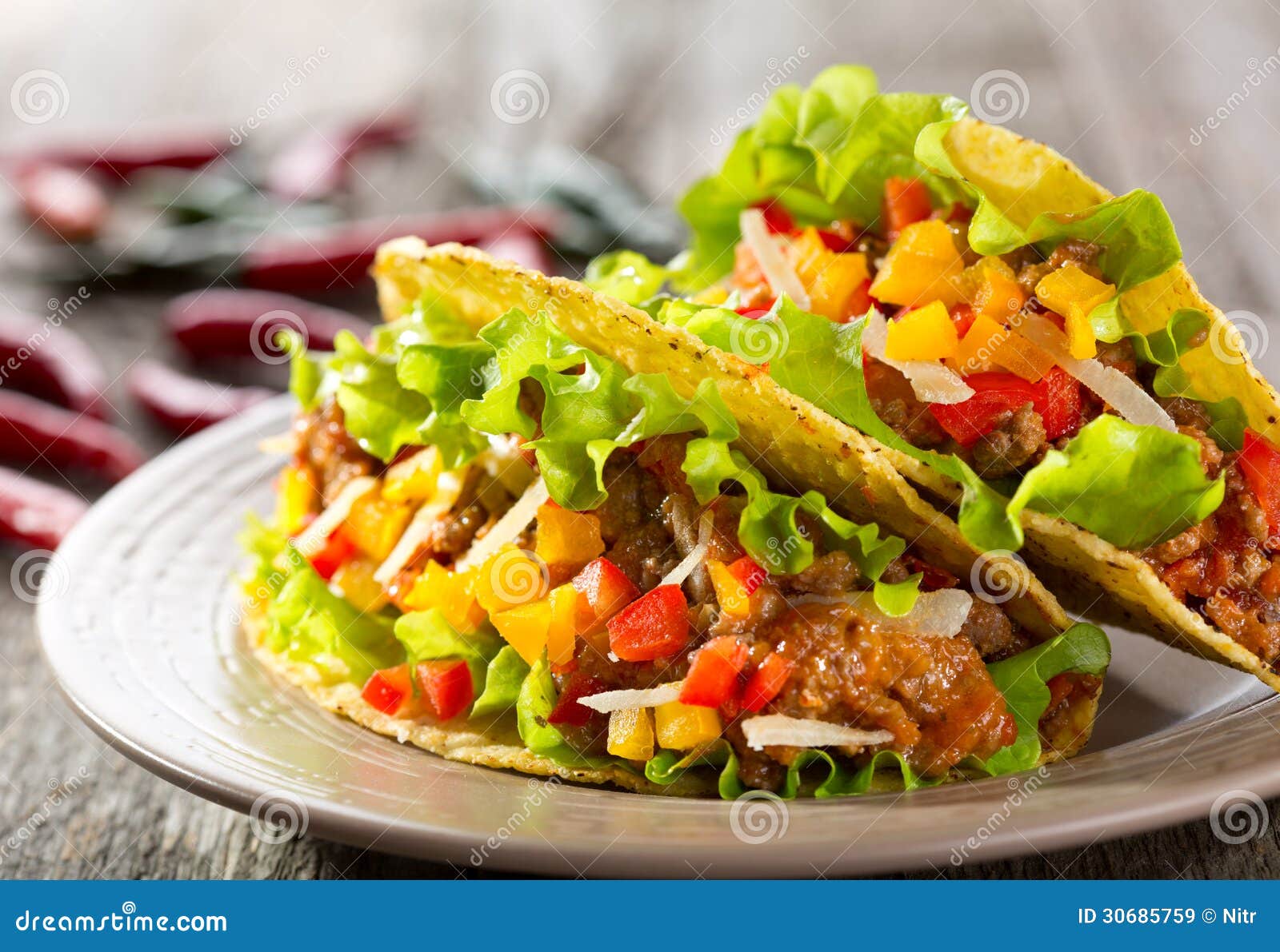 Plate of taco stock image. Image of snack, appetizer - 30685759