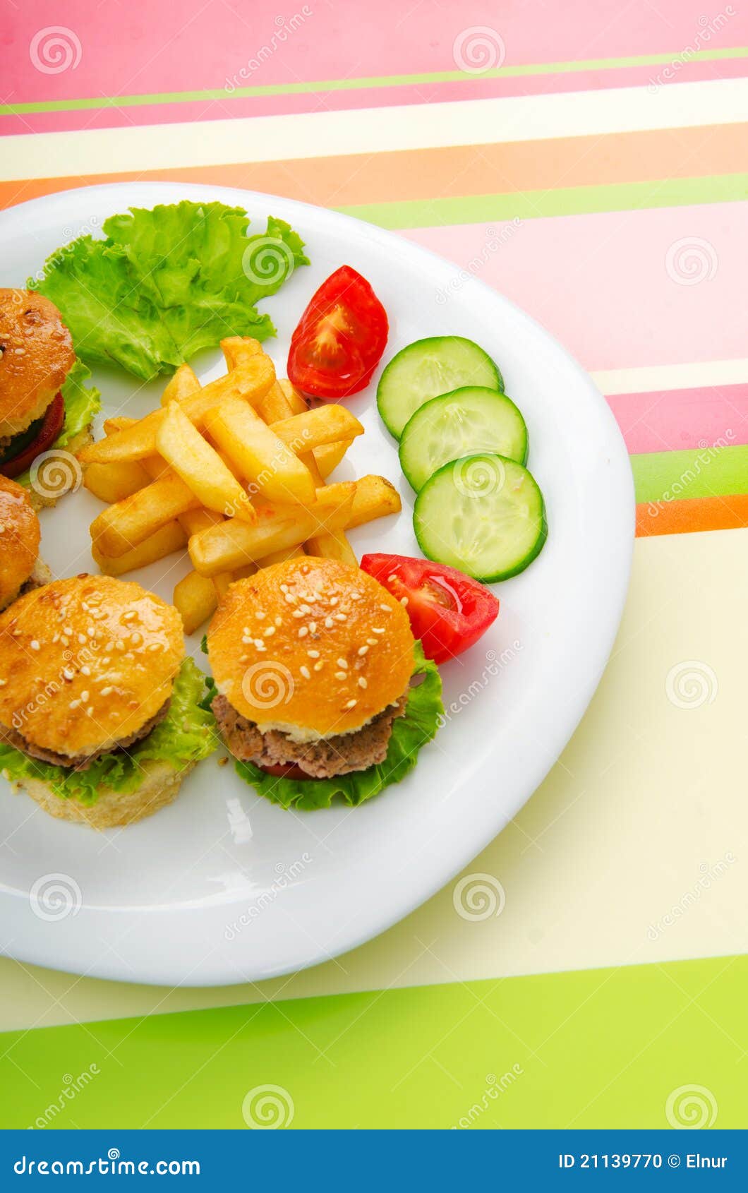 Plate with tasty burgers stock photo. Image of fast, fastfood - 21139770