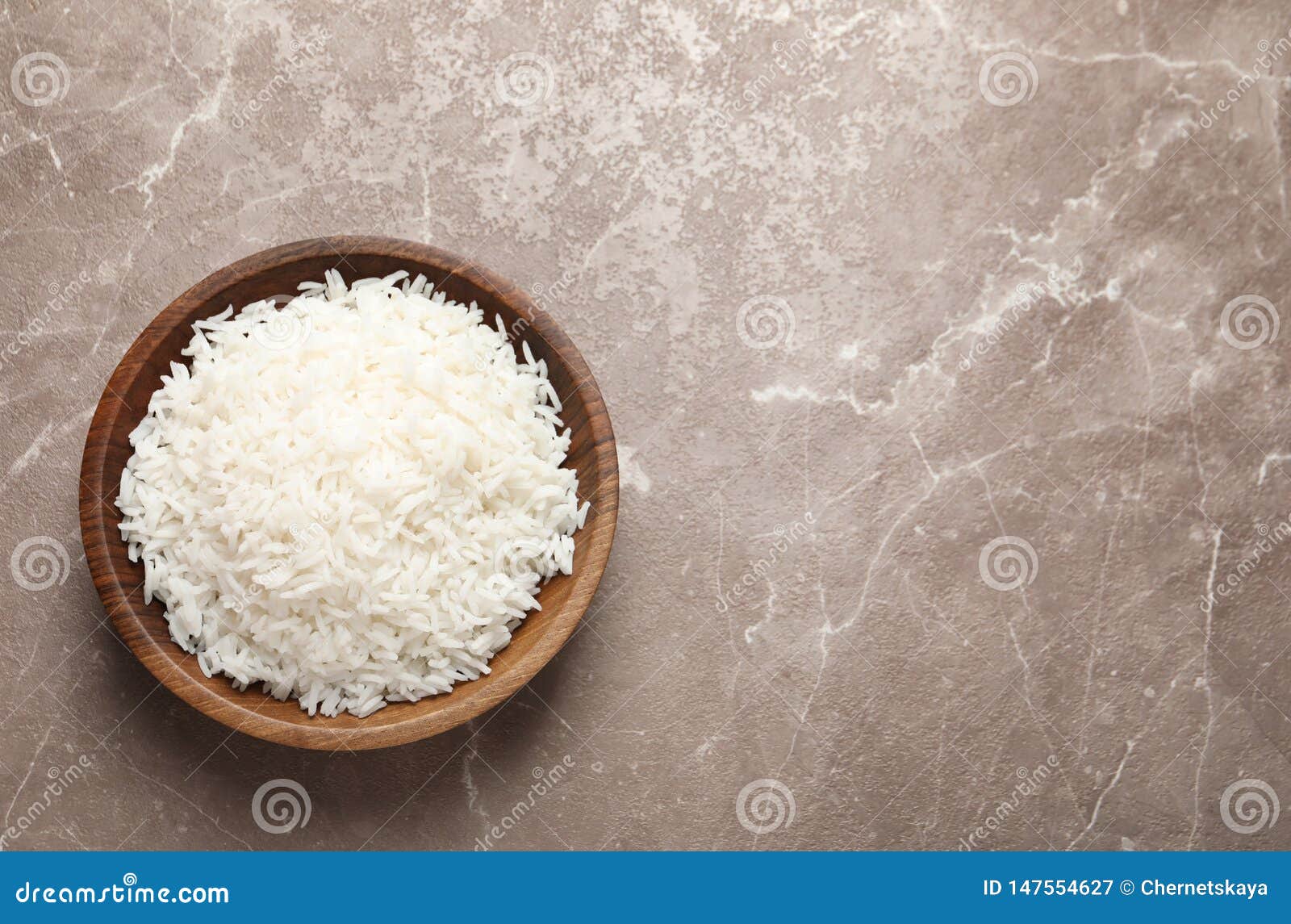 Plate of Tasty Cooked Rice on Color Background, Top View. Stock Image ...