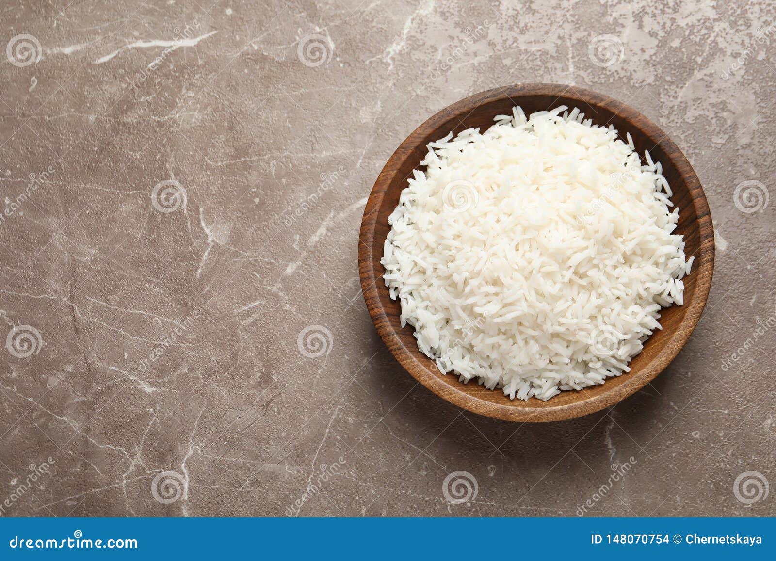 Plate of Tasty Cooked Rice on Color Background, Top View Stock Photo ...