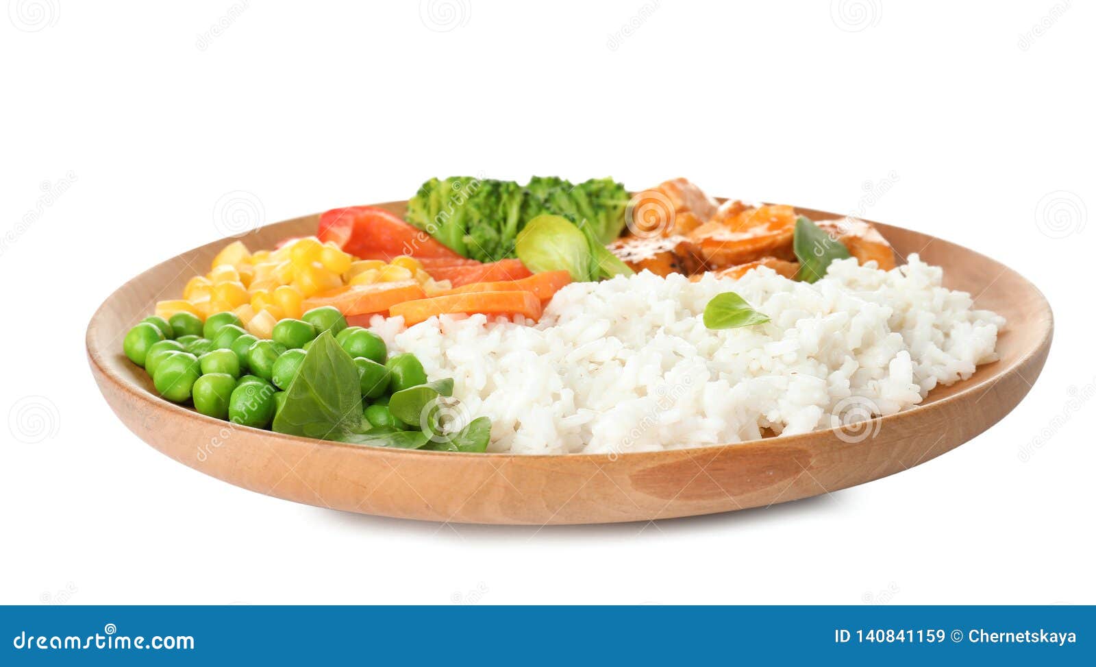 Plate with Tasty Rice, Vegetables and Meat Stock Image - Image of ...