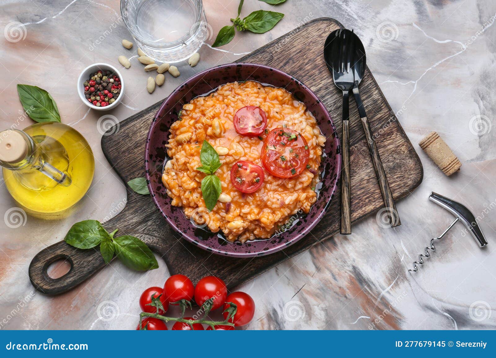 Plate with Tasty Risotto on Grey Background Stock Image - Image of ...