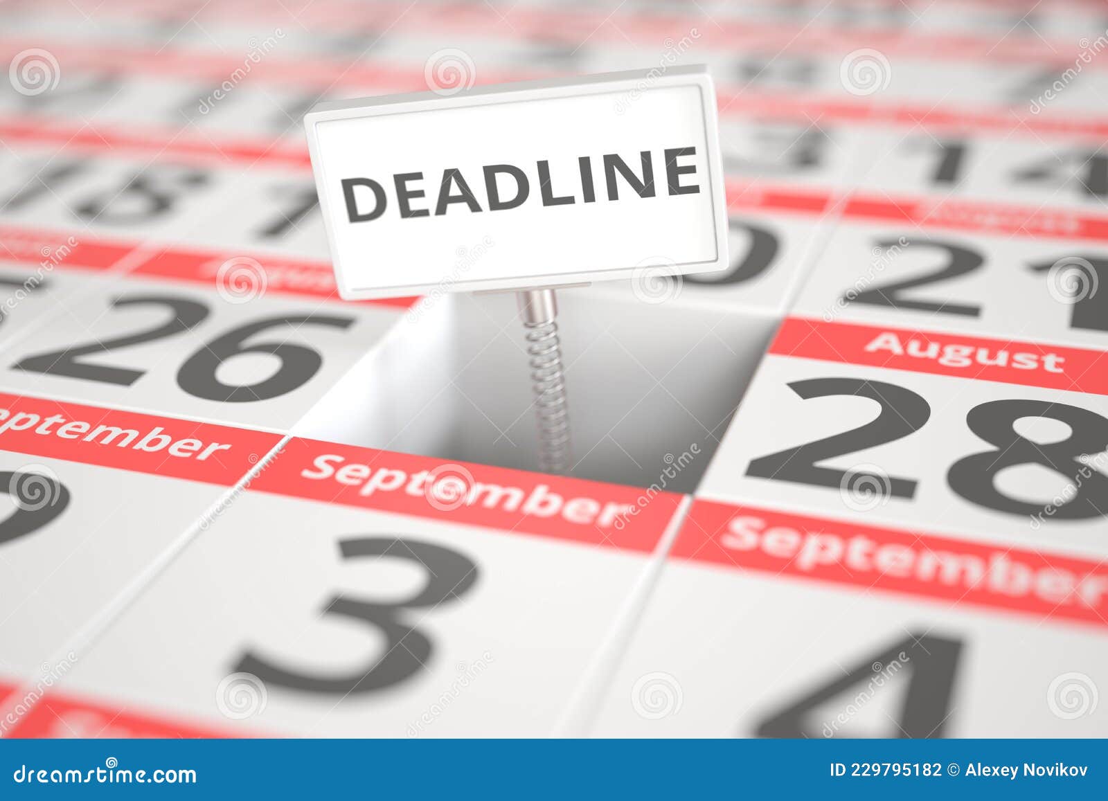 DEADLINE Notice on August 27 in a Calendar, 3d Rendering Stock ...